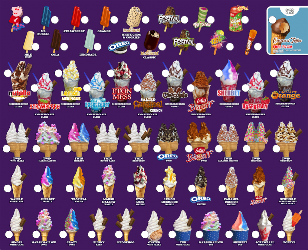 Menu Ice Cream Van Hire At Its Best
